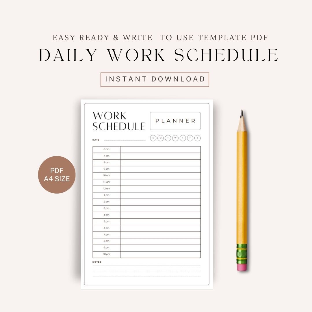 Editable Work Day Planner Printable Work Day Schedule Office Task ...