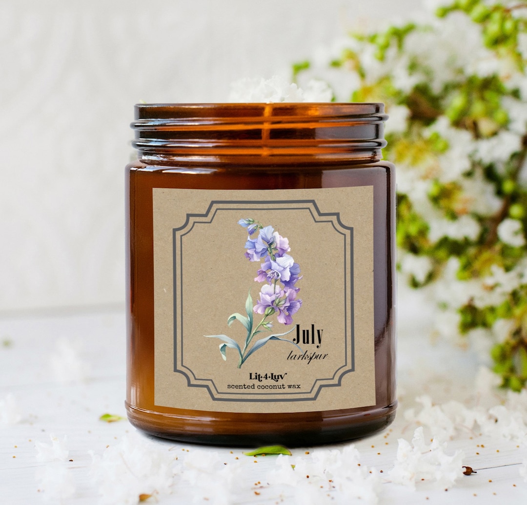 July Birth Month Flower Candle Personalized Birthday Message for Her ...