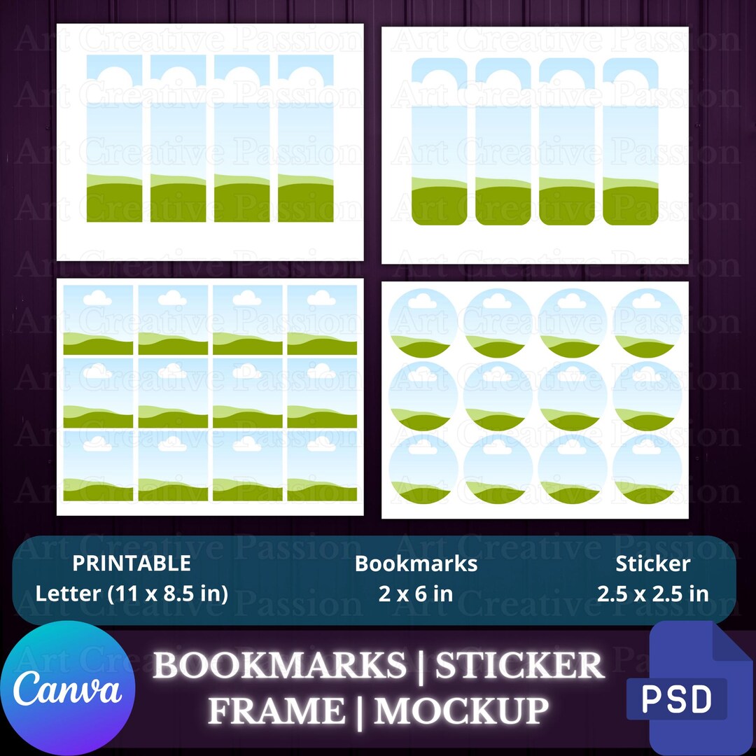 Customizable Bookmark and Sticker Template | 2 Styles Each | | Digital ...
