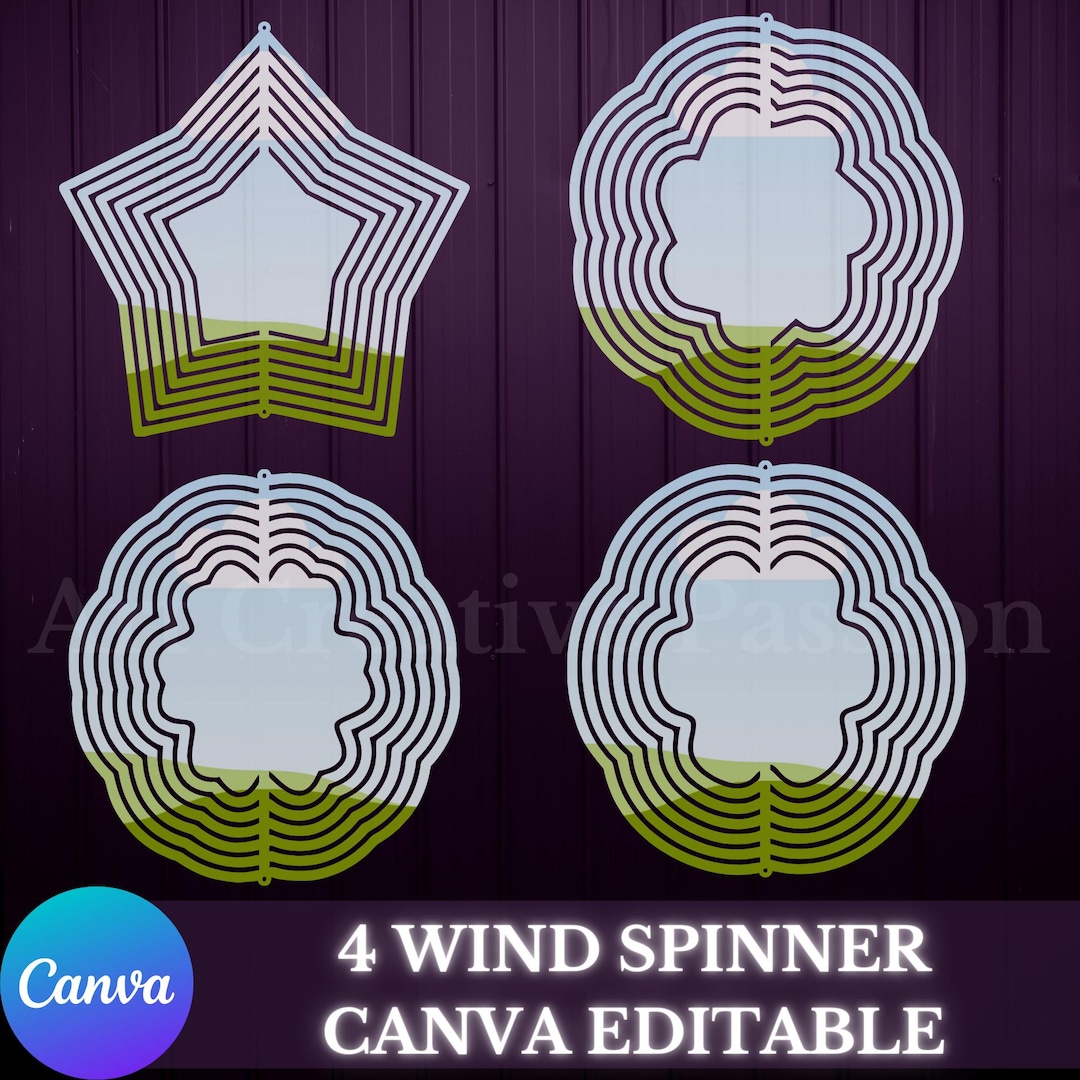 Wind Spinner Canva Frames | 4 Editable Spinner Templates | Perfect for ...