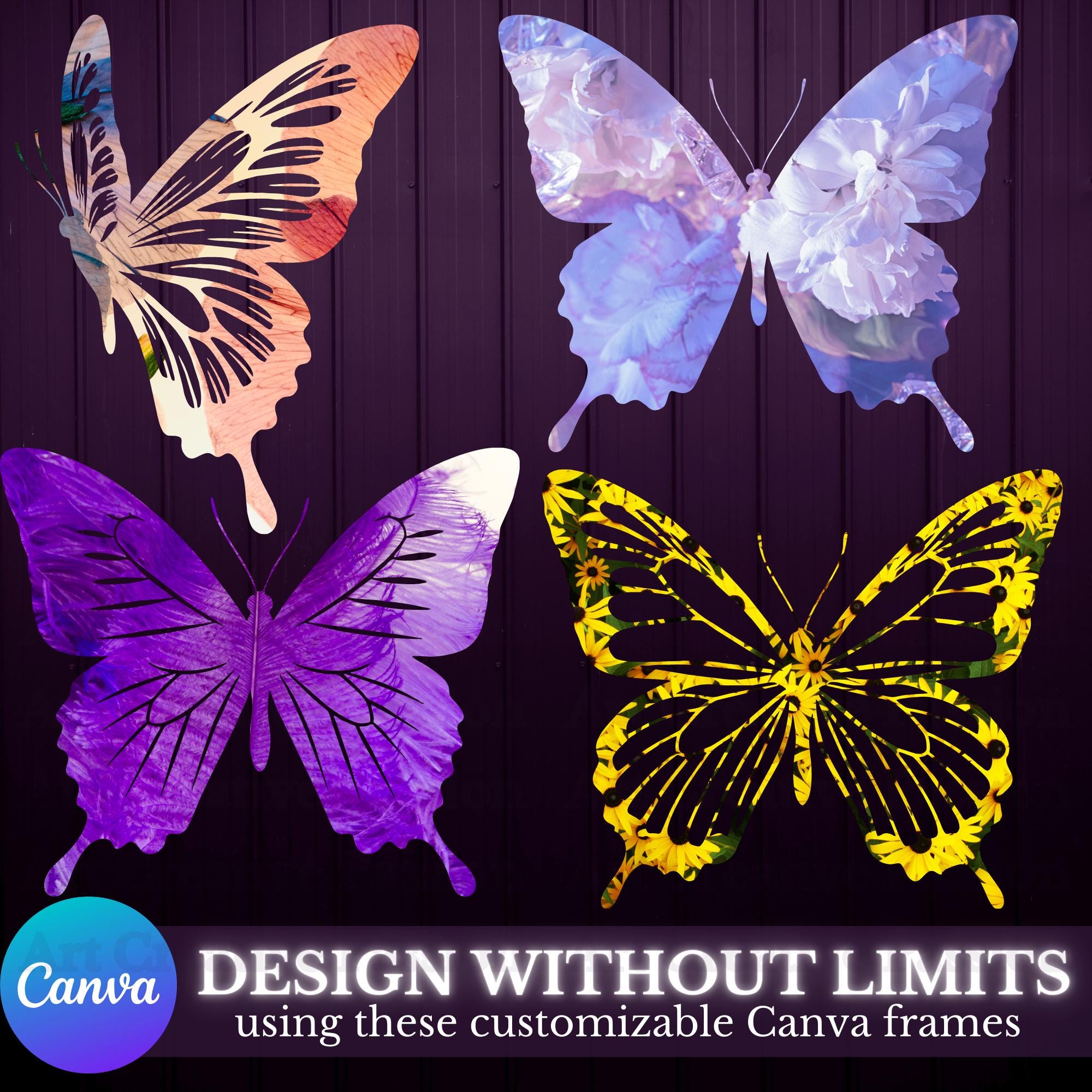 10 Butterfly Shape Canva Frame Bundle | Easy Drag & Drop Photo Frames ...