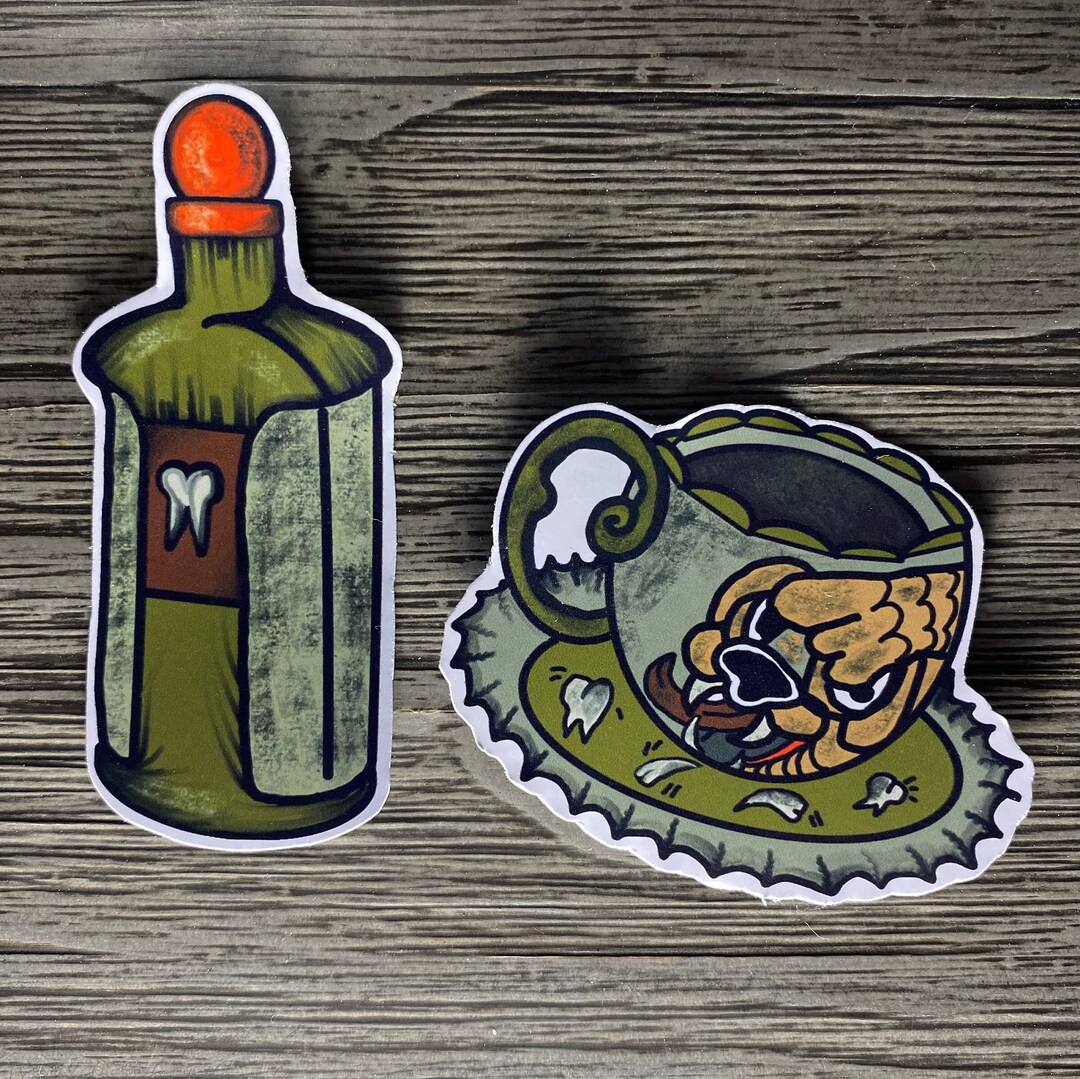 American Traditional Styled Stickers// Teacup and Potion Stickers Set ...