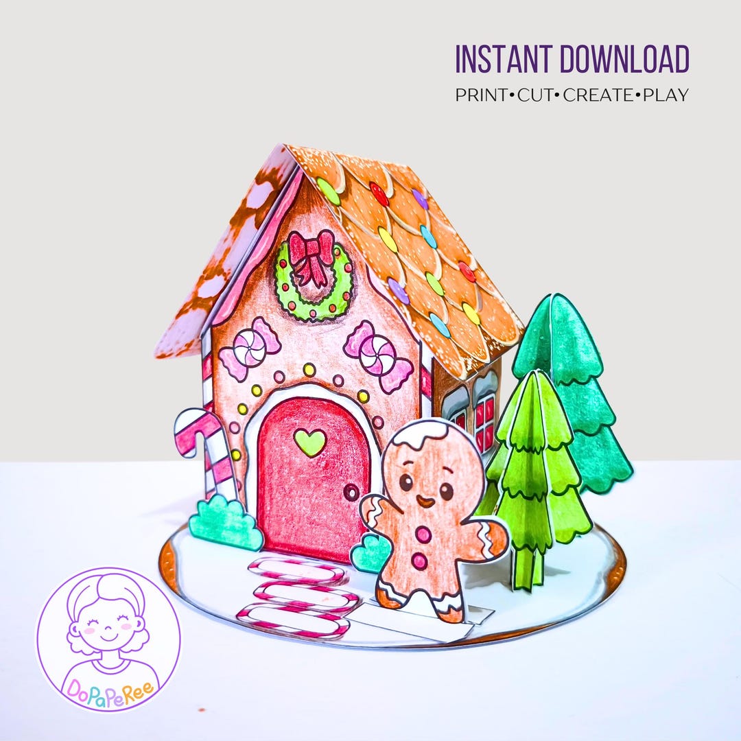 Gingerbread House Paper Activity – Christmas Craft for Kids, DIY ...