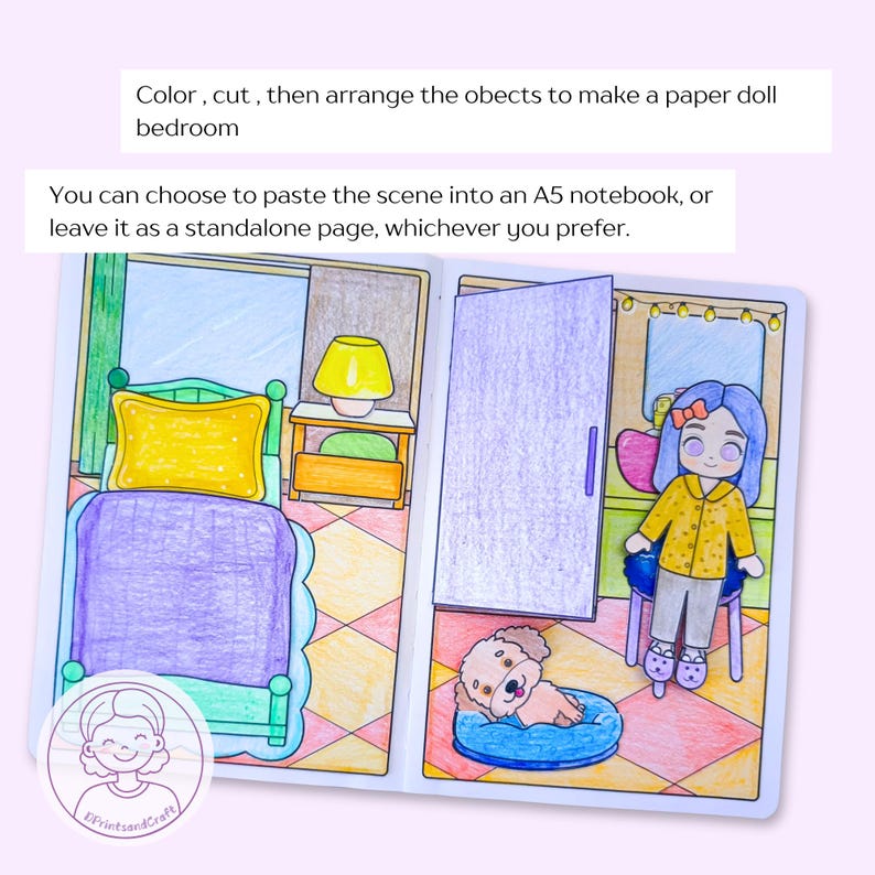 Printable Paper Dollhouse Bedroom: DIY Craft Activity (PDF Digital ...