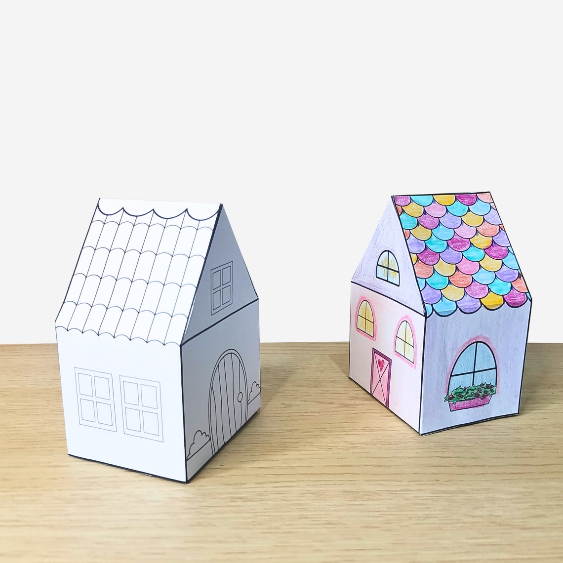 Paper Houses Printable, Coloring and Craft for Kids, 3d Paper Houses ...