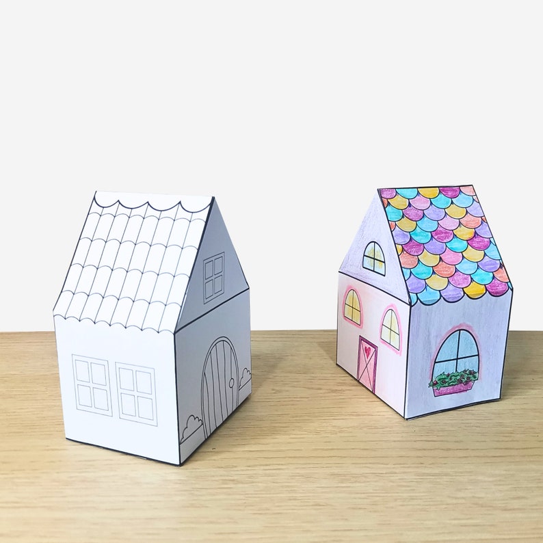 Paper Houses Printable, Coloring and Craft for Kids, 3d Paper Houses ...