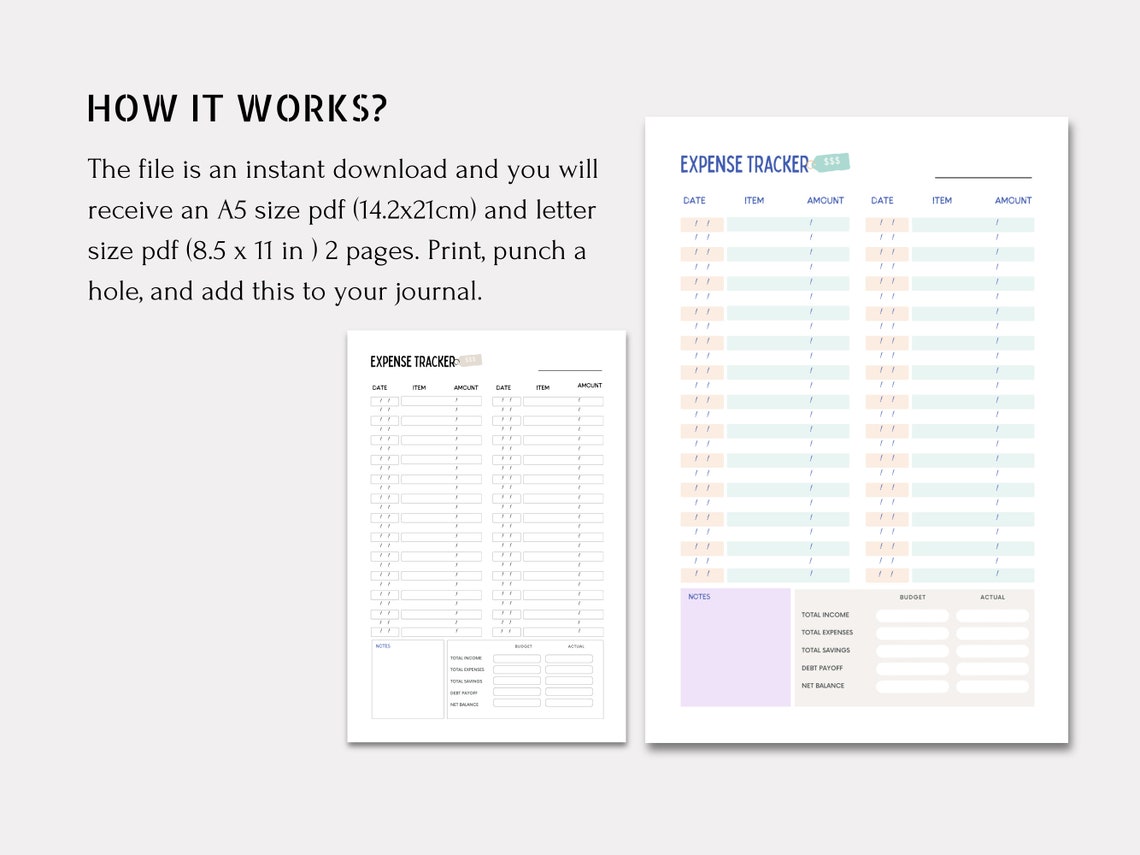 Expense Tracker Printable, A5 Expense Tracker , Expense Tracker Pdf ...