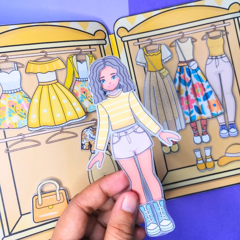 Printable Paper Doll Dress-up: DIY Quiet Book, Fun Screen Free Playtime ...