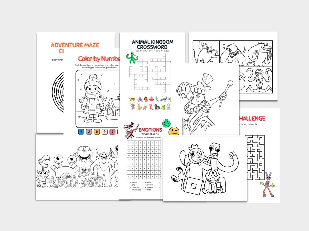 Coloring Pages and Activities for Kids 80 Pages Rainbow Friends, Garten ...