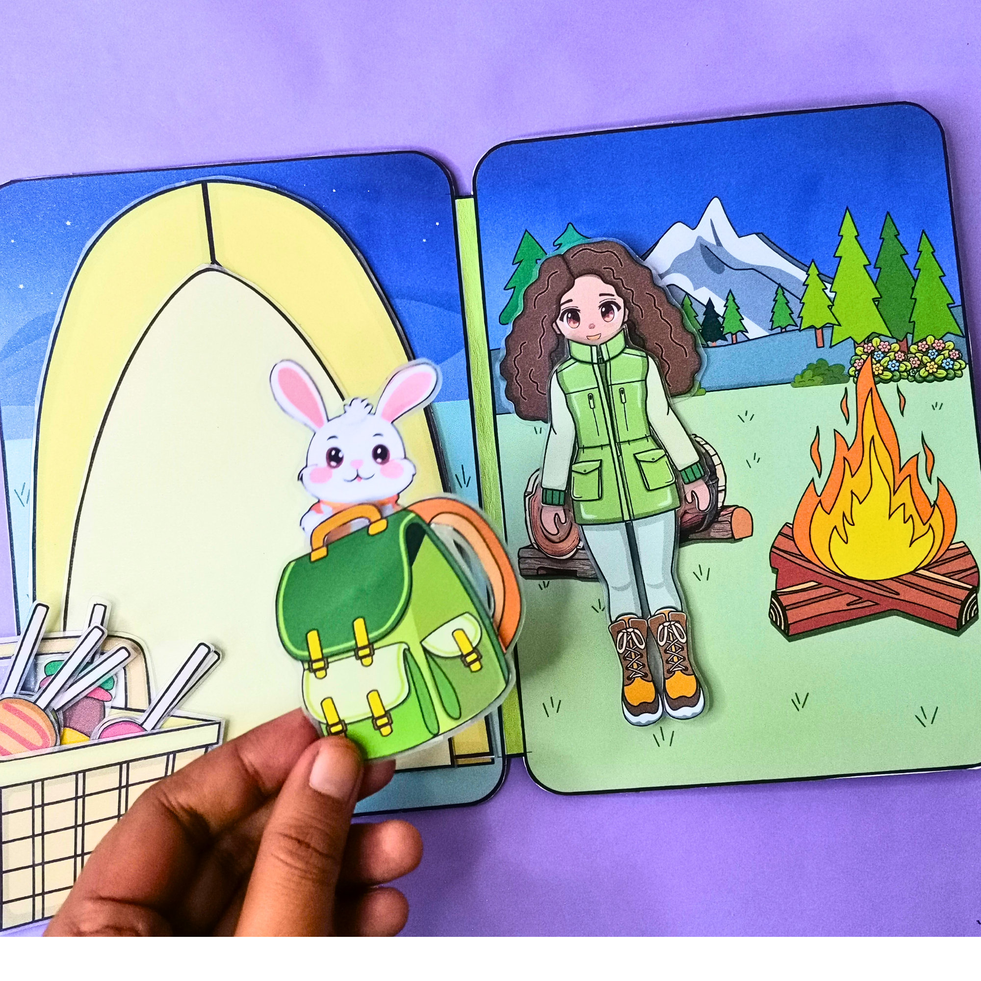 Printable Camping Paper Doll House Green Theme Quite Books for Kids and ...