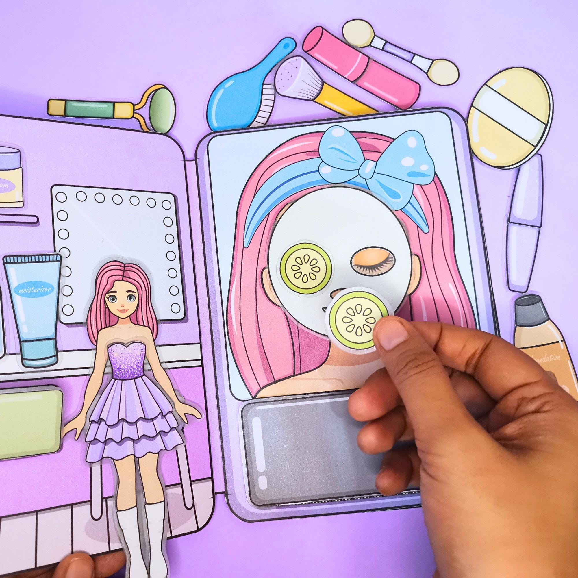 Paper Doll Make-up Kit Printable: DIY Quiet Book Aktivität (Digitaler ...