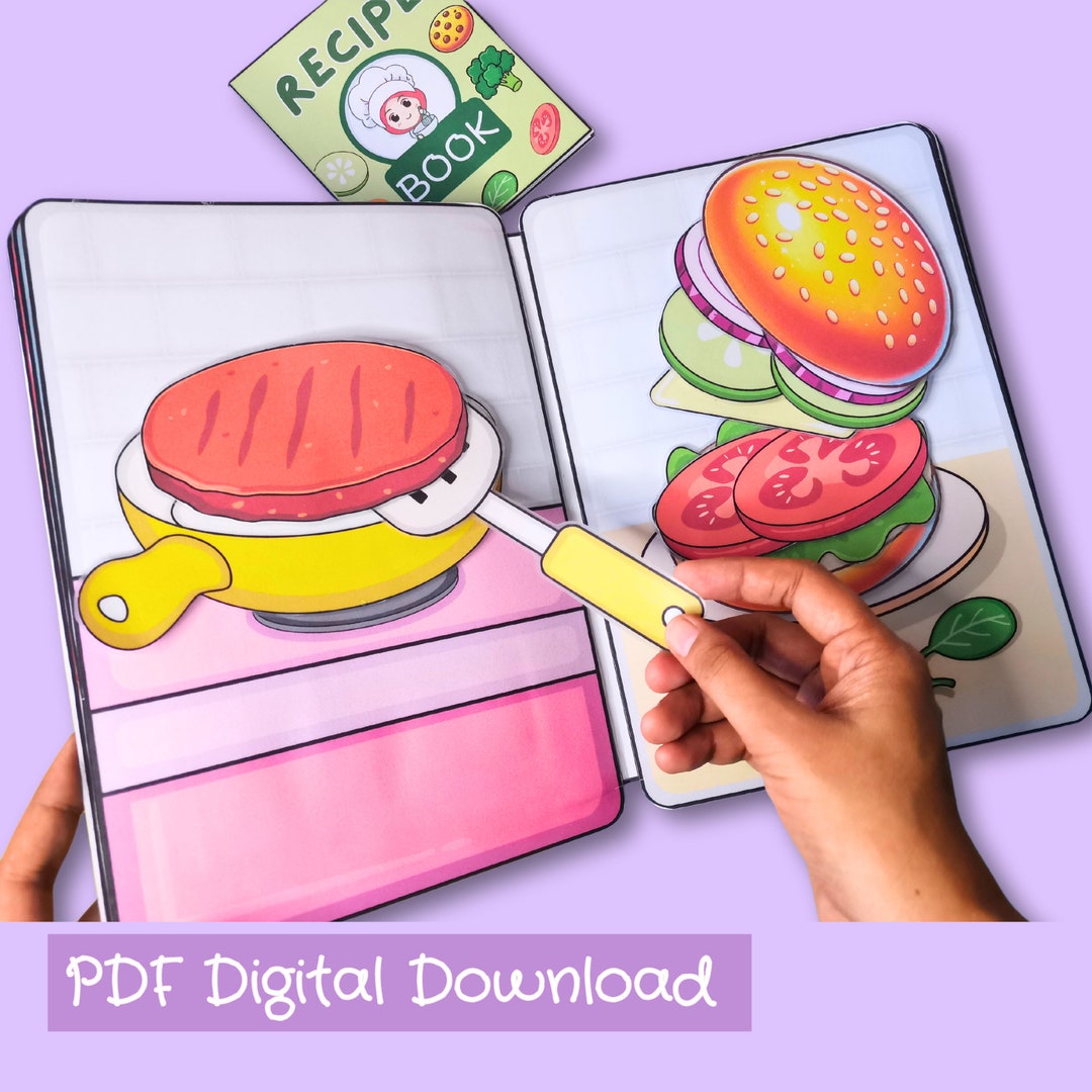 Foodhouse Paper Doll House Quiet Book, Kitchen Paper Doll House Pretend ...