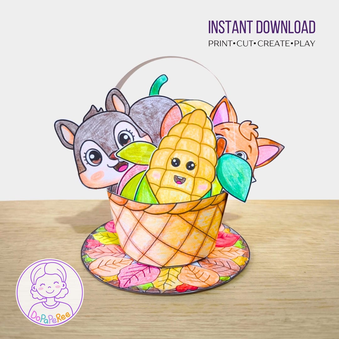 Fall Basket Printable Activity – Easy Autumn Paper Craft, Montessori ...