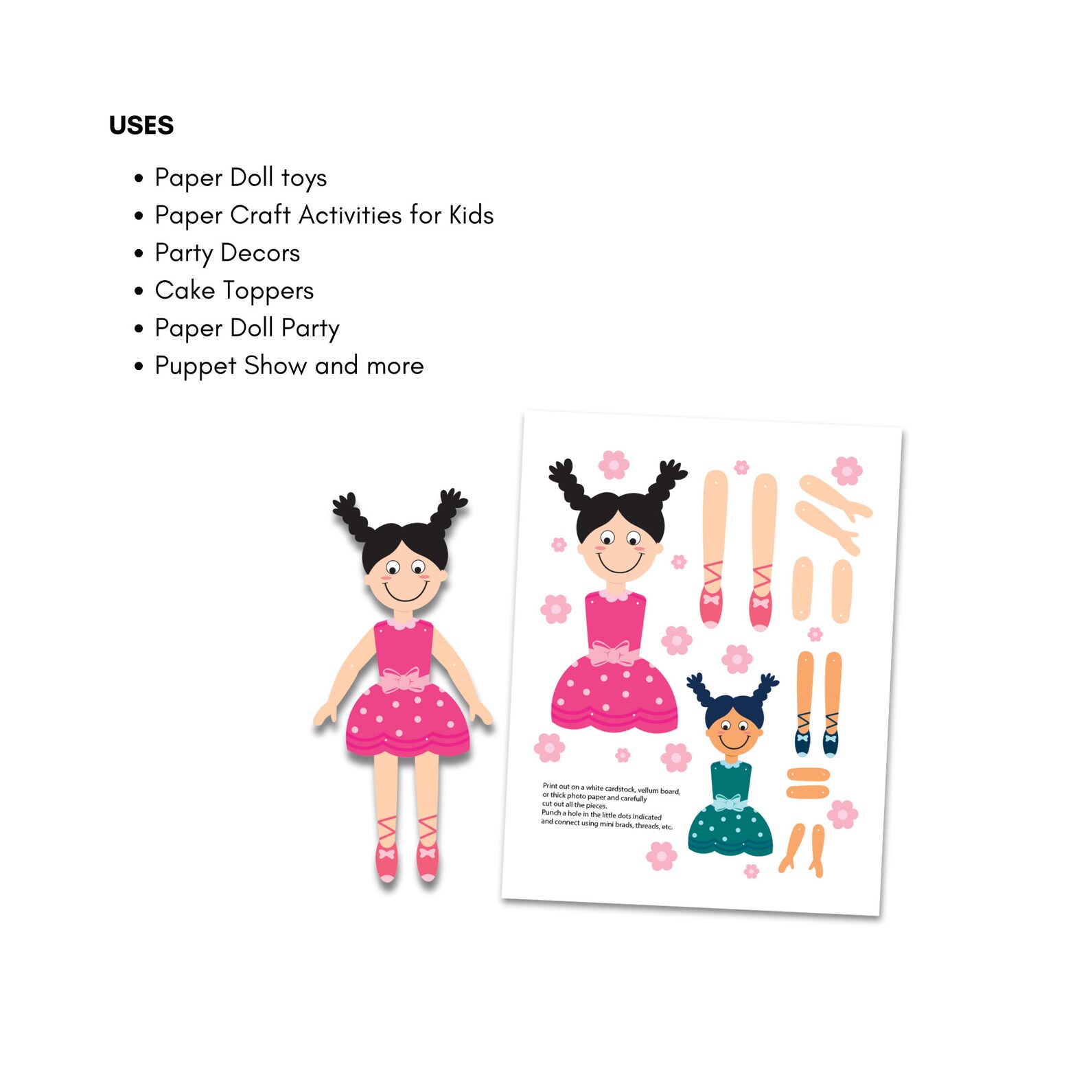 Articulated Girl Paper Doll, Girl Paper Doll Activities for Kids , Kids ...