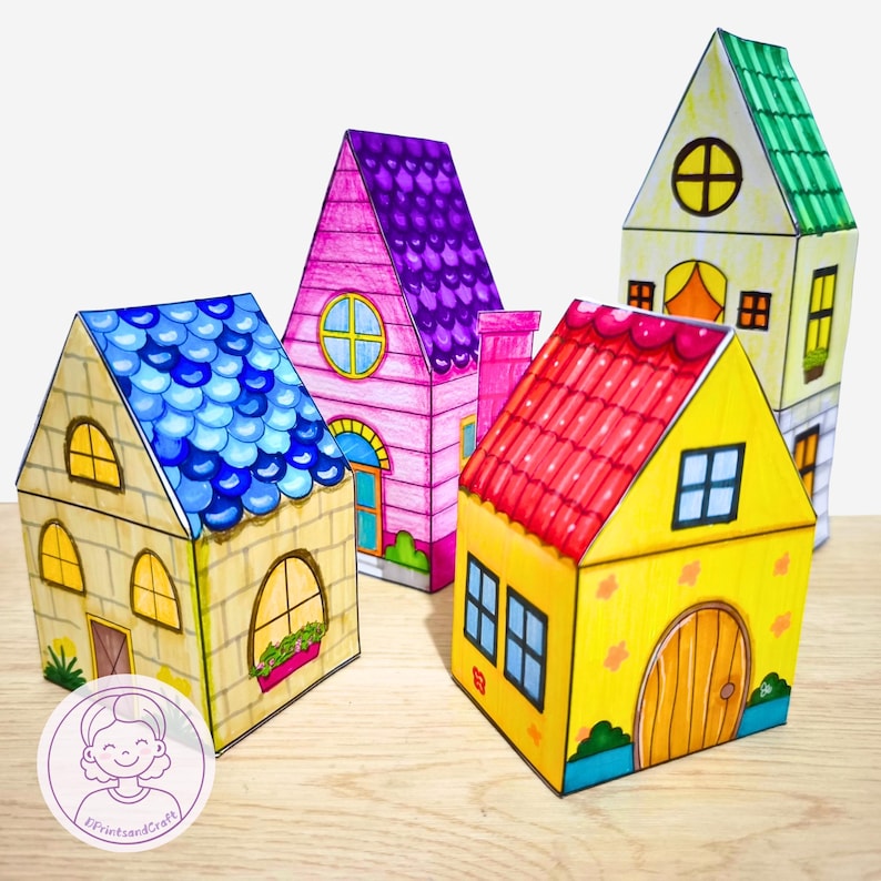 Paper Houses Printable, Coloring and Craft for Kids, 3d Paper Houses ...