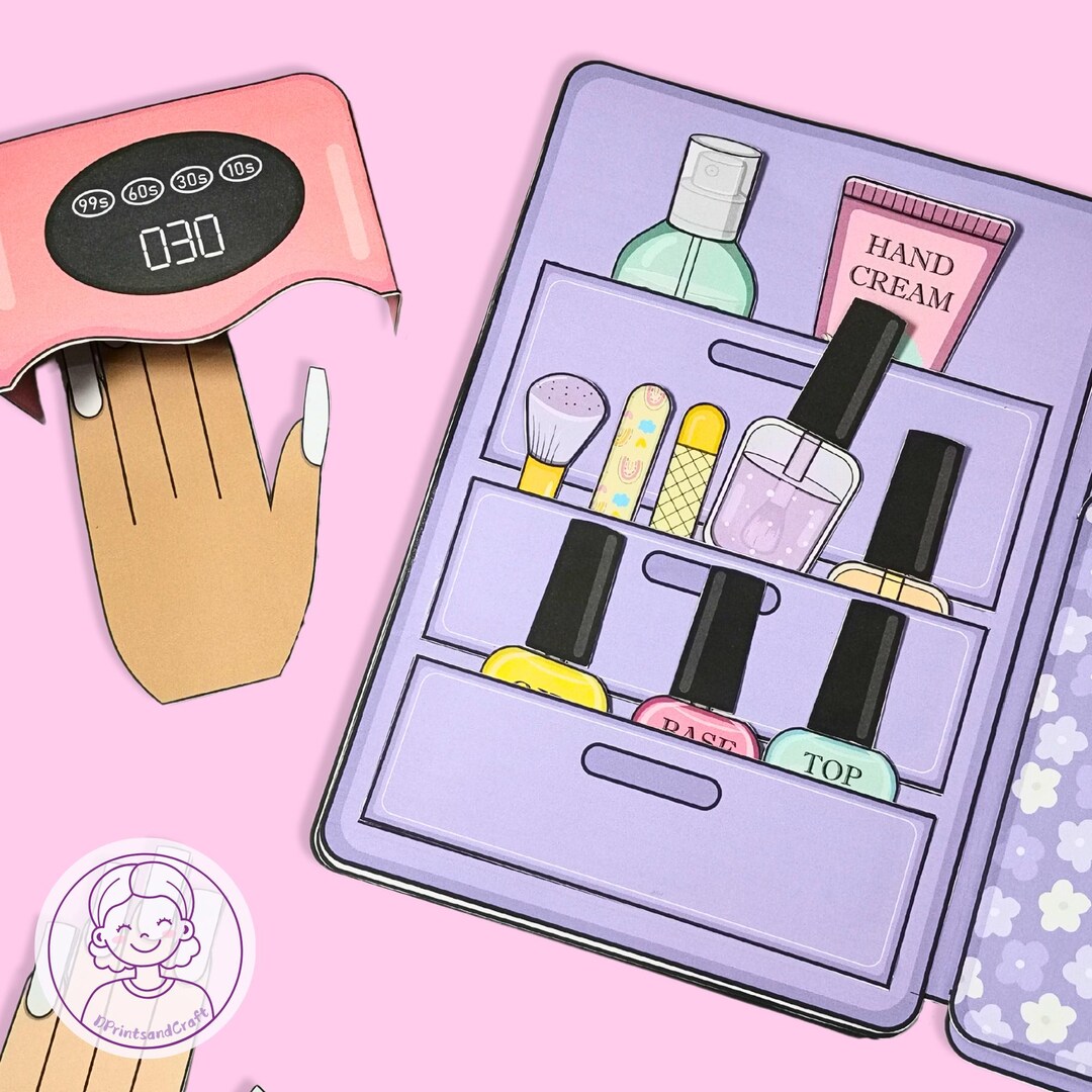 Nail and Spa Salon Paper Doll House Kit Printable, DIY Paper Doll House ...