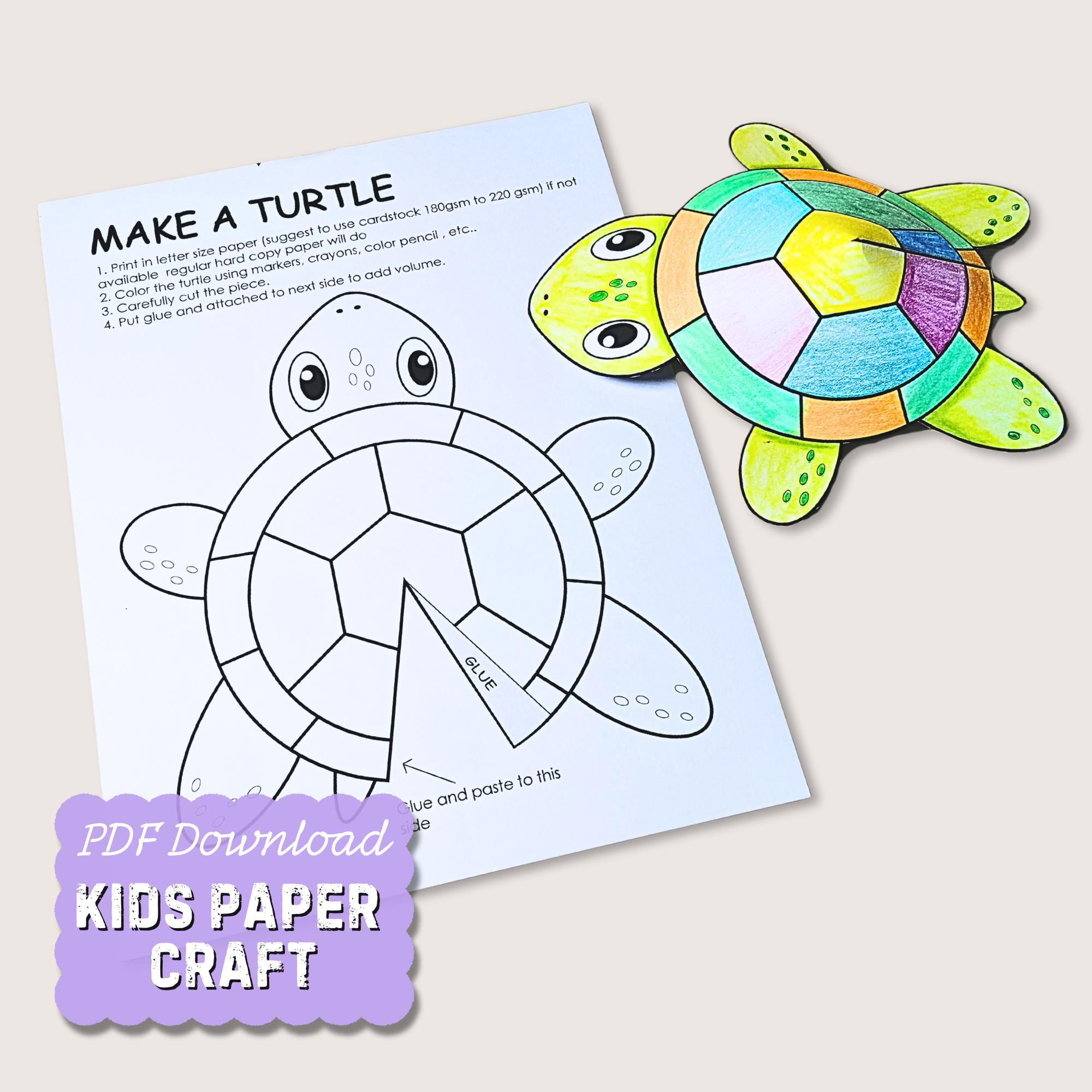 Make a Turtle Printable Activity for Kids, Turtle Paper Craft ...