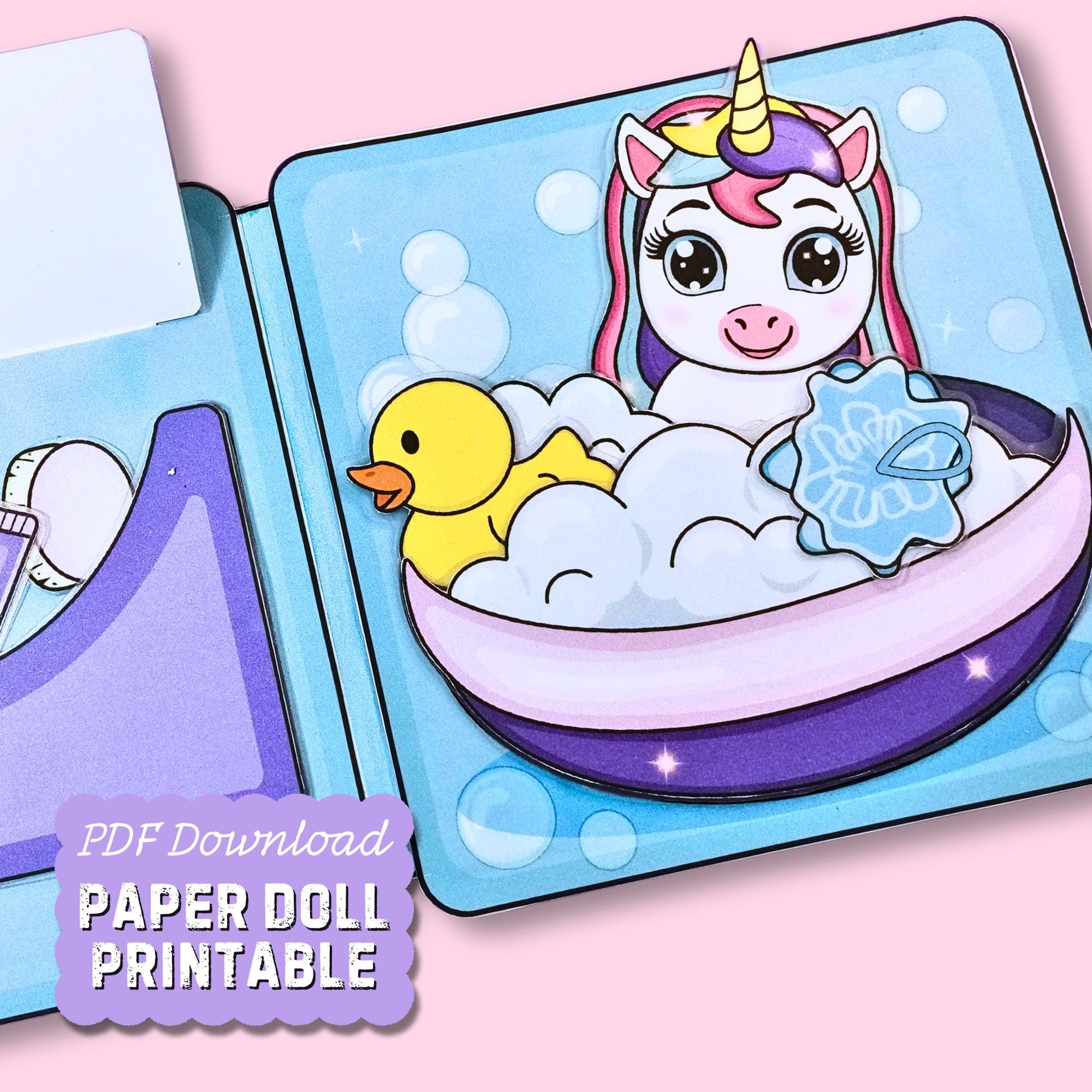 Paper Dollhouse Printable Unicorn, DIY Paperdoll Quiet Book for Kids ...