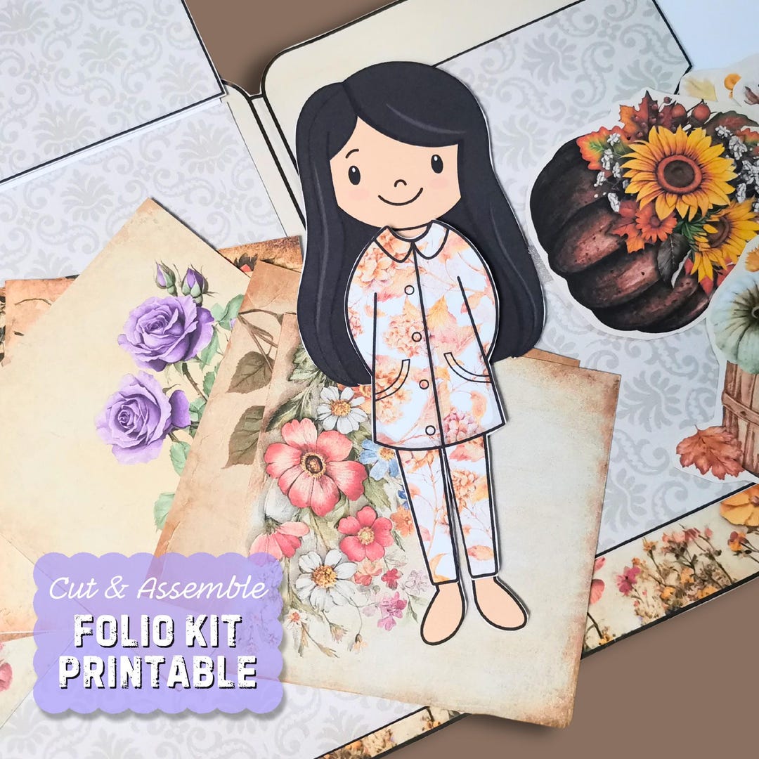 Paperdoll Scrapbook Folio Kit, Junk Journal Printable Kit With Paper ...