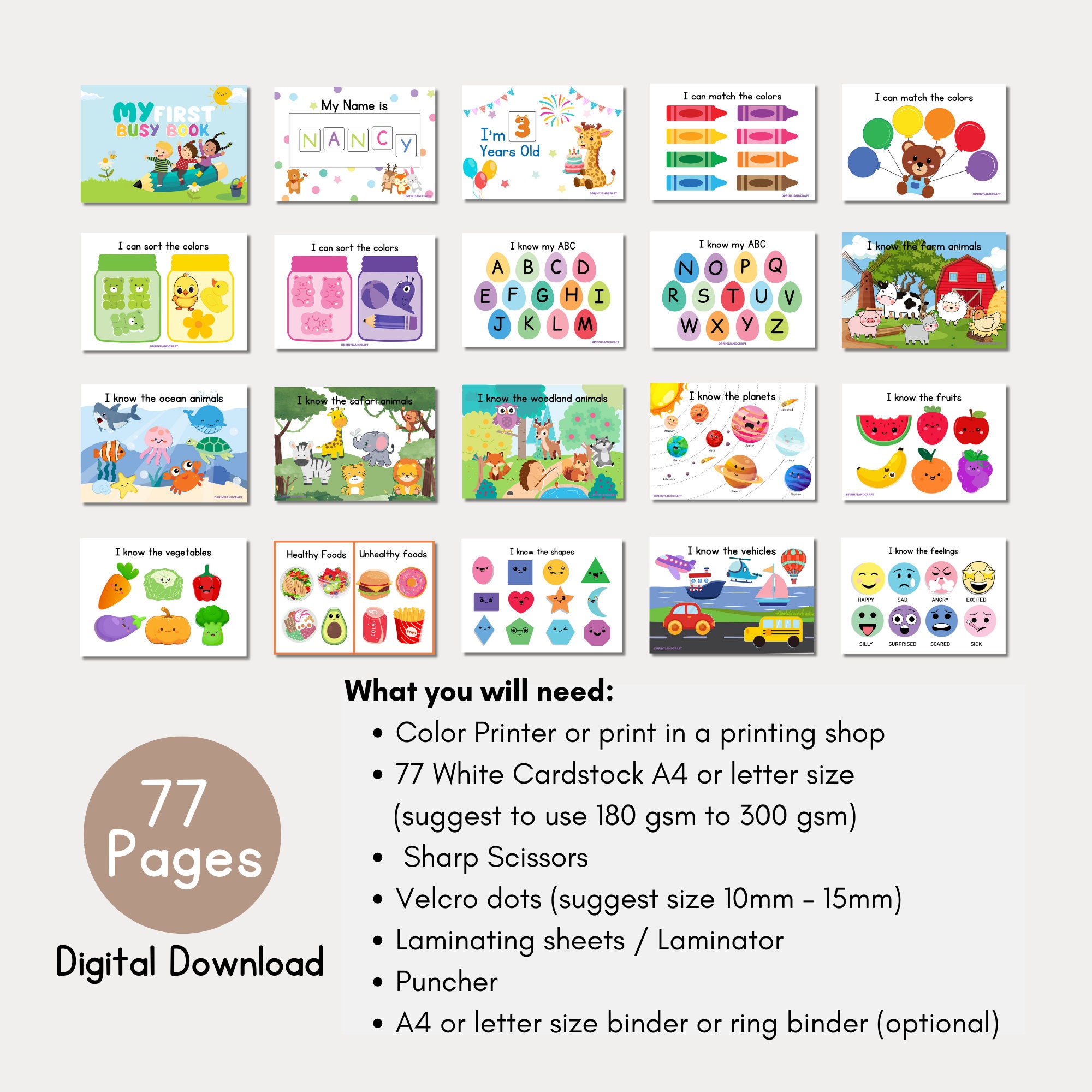 40 Pages Toddler Activity Book Printable, Toddler Busy Book Montessori ...