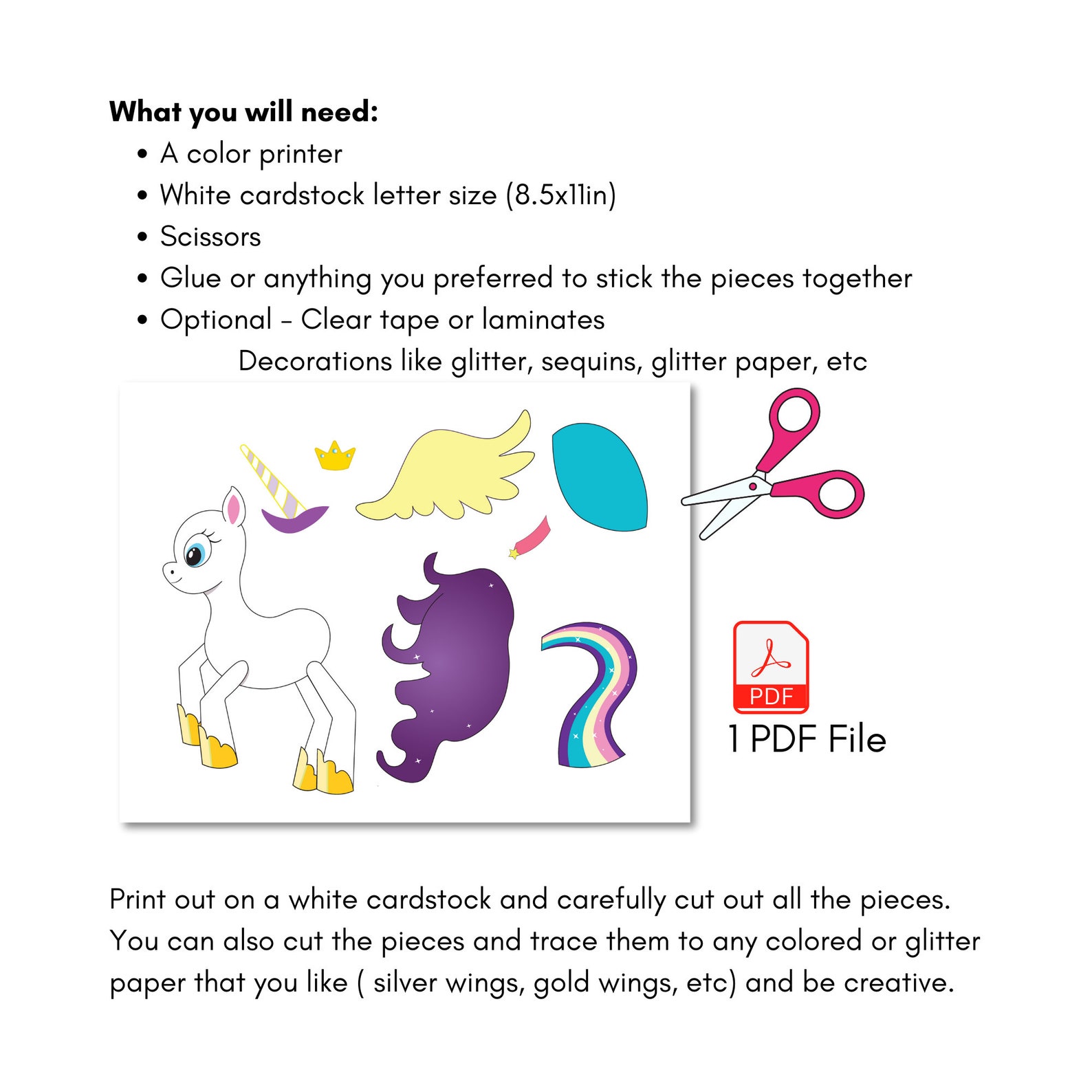 Printable Unicorn Paper Dolls, Purple Unicorn Paper Doll, Unicorn Paper ...