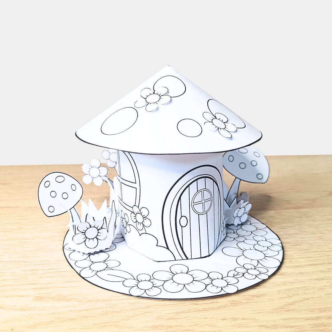Fairy Paper House Printable Activity for Kids, Fairy House Paper Craft ...