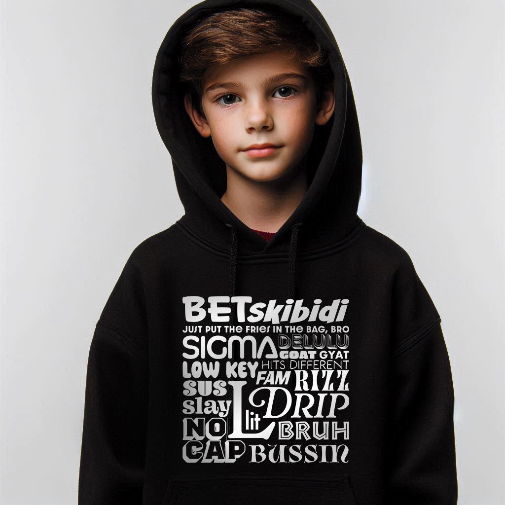 BUSSIN Funny Generation Alpha Teen Kid Slang Youth Heavy Blend Hooded ...
