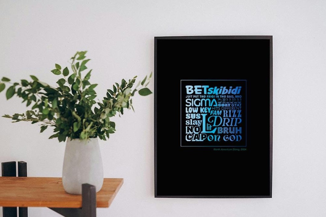 Funny American Slang Blue/black Poster, Generation Alpha Teen Kid Decor ...