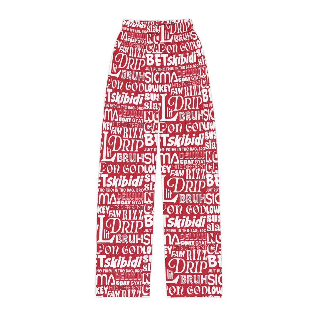 Gen Alpha Slang Red & White Pajama Pants, Kids Lounge Wear, Trendy ...