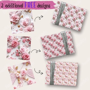 Romantic Pink Rose Seamless, 3D Flower Background, Digital Paper Pack ...