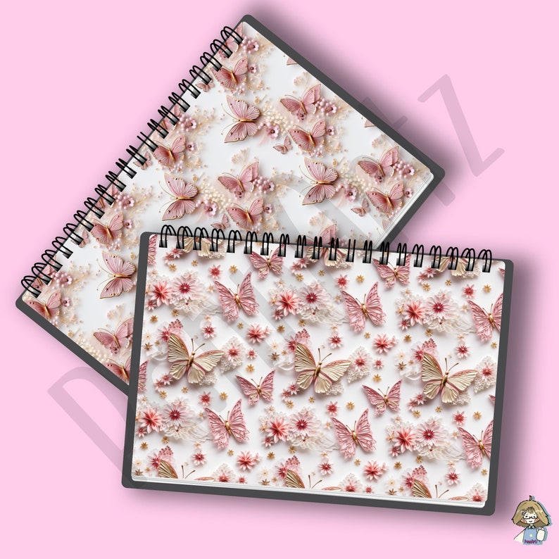 Pink Butterfly Seamless Pattern, Digital Paper, 3D Paper Wrap ...