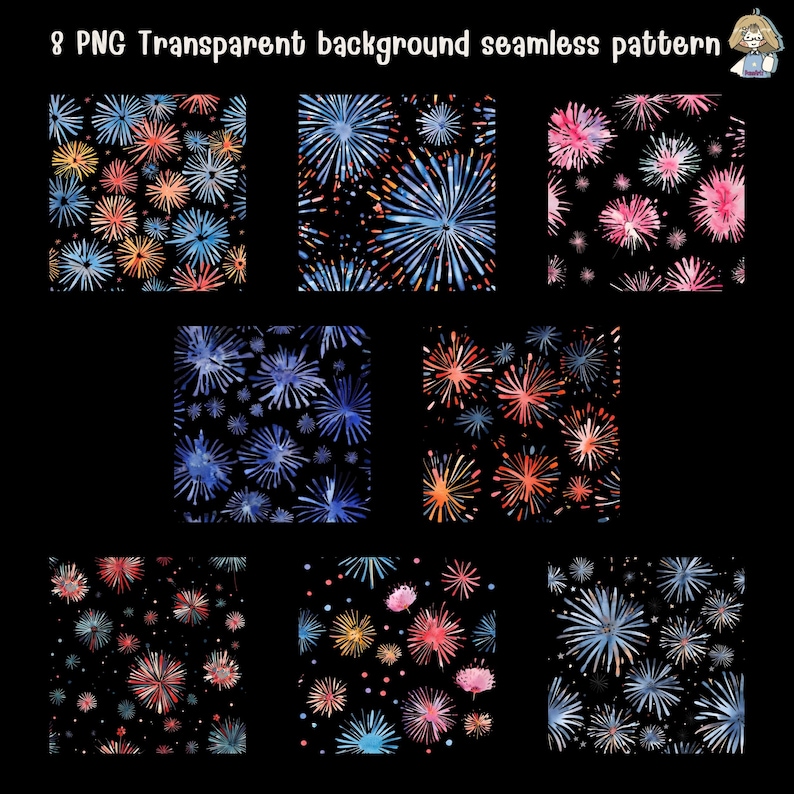 Fireworks Transparent Background, Seamless Pattern, Commercial Use ...