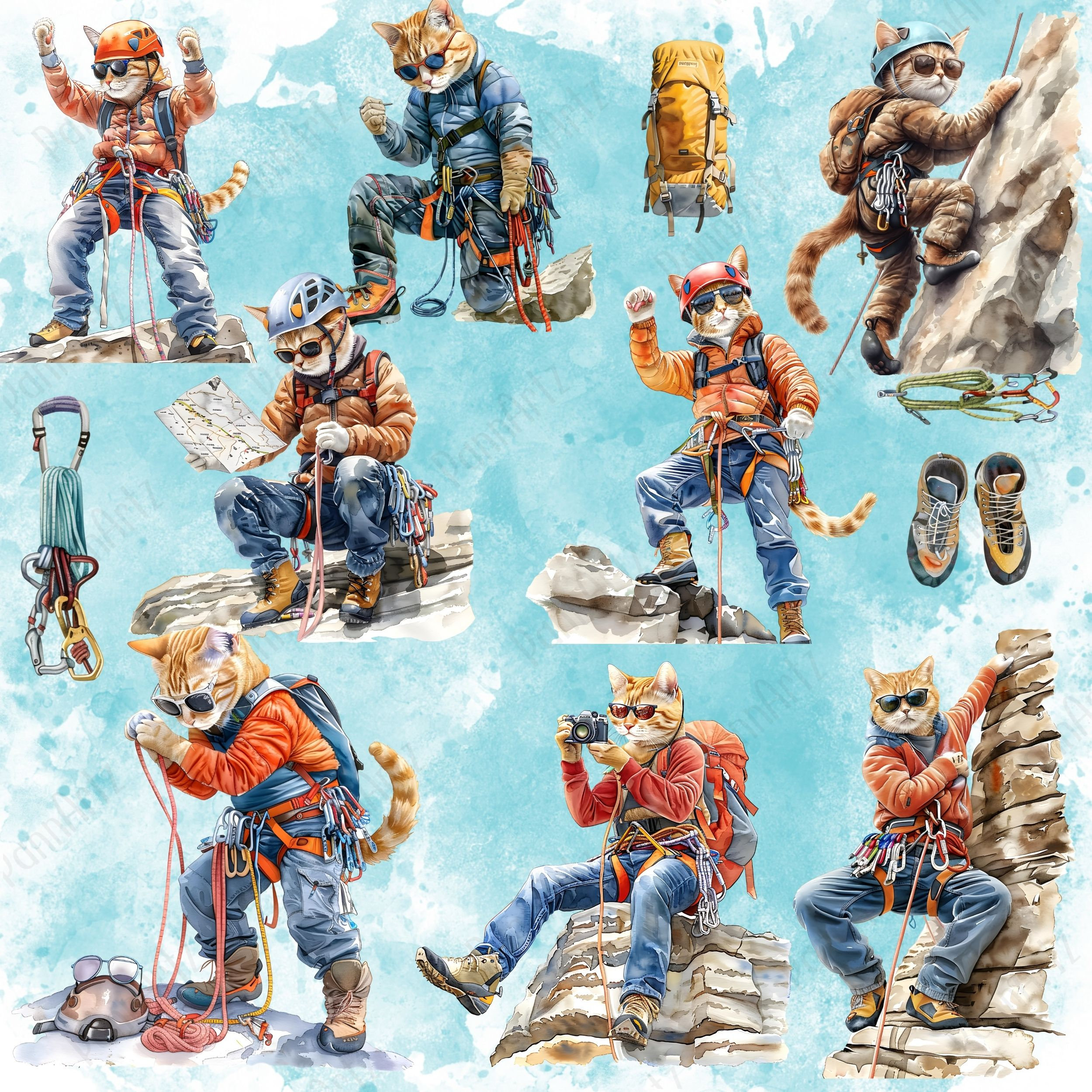 Cat Climber Clipart, Transparent PNG, Printable Sticker, Commercial Use ...