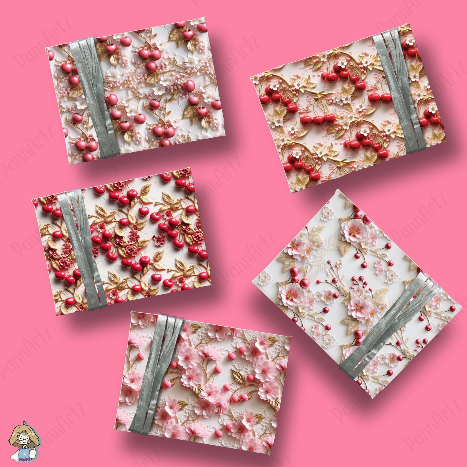 Cherry Seamless Pattern, Berry Background, Digital Paper, Commercial ...