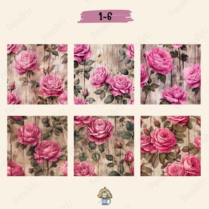 Antique Wood Pink Rose Seamless, Rose Background, Digital Paper Pack ...