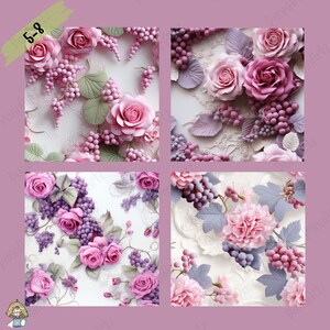 Rose Grape Seamless Pattern, Rose Background, Digital File, Commercial ...
