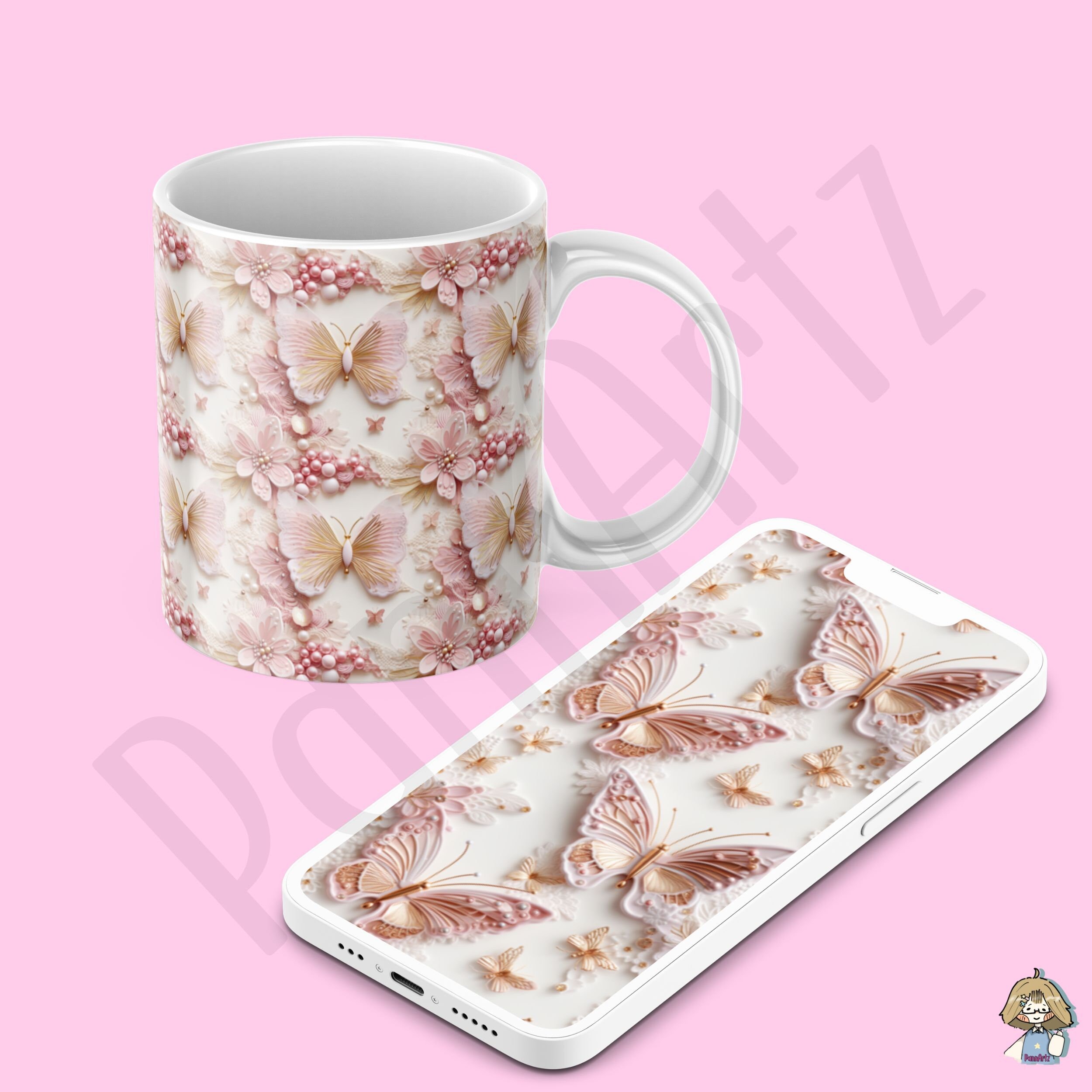 Pink Butterfly Seamless Pattern, Digital Paper Pack, 3D Paper Wrap ...
