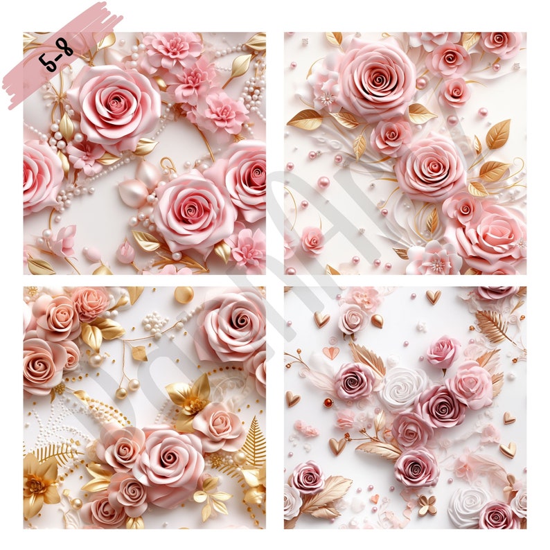 Pink Rose Seamless Pattern, Digital Paper, Gift Wrapping, Commercial ...