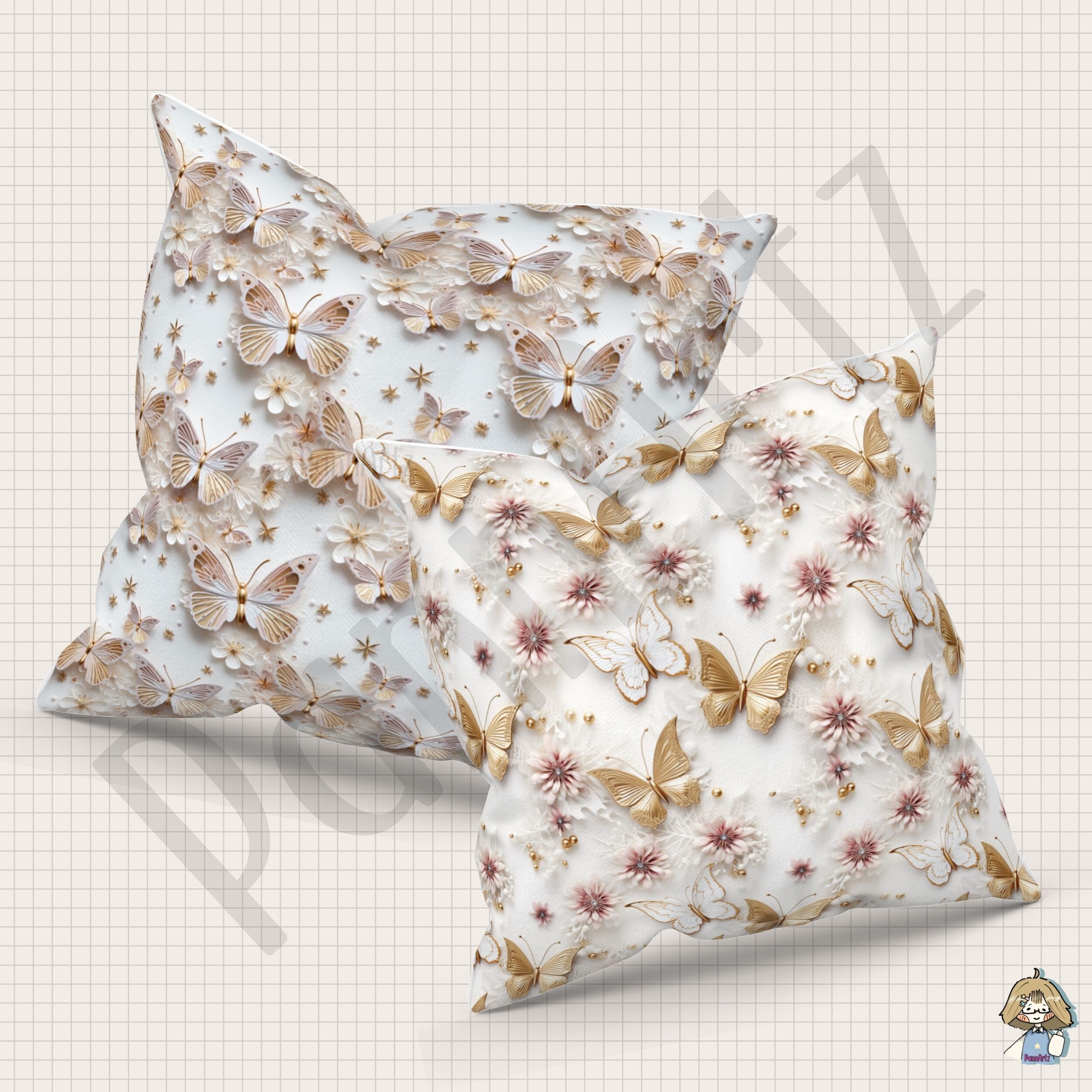 3D Gold Butterfly Seamless Pattern, Butterfly Pattern, Digital Paper ...