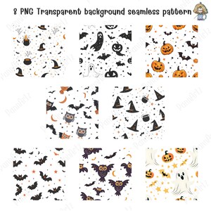Cute Halloween Transparent Seamless Pattern, Digital Paper, Commercial ...