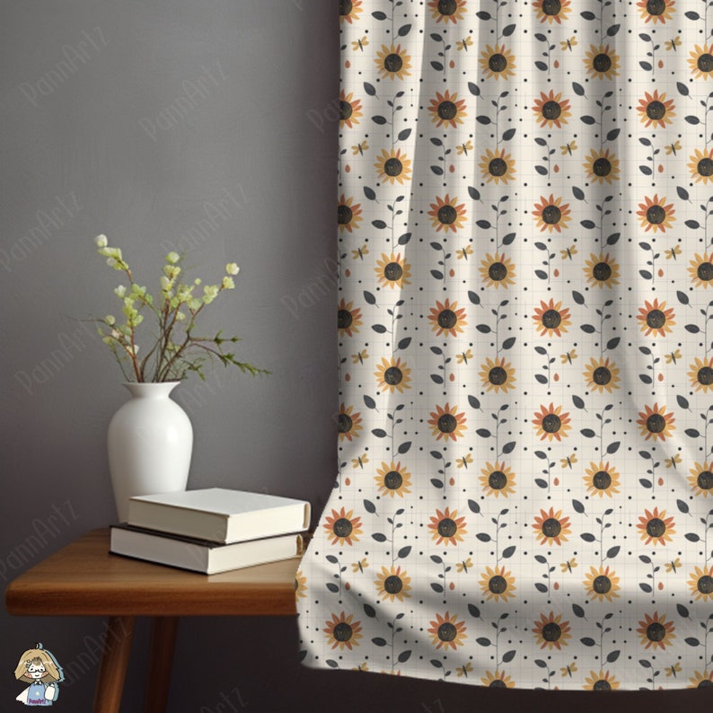 Sunflower on Grid Line Seamless Pattern, Digital Paper, Commercial Use ...