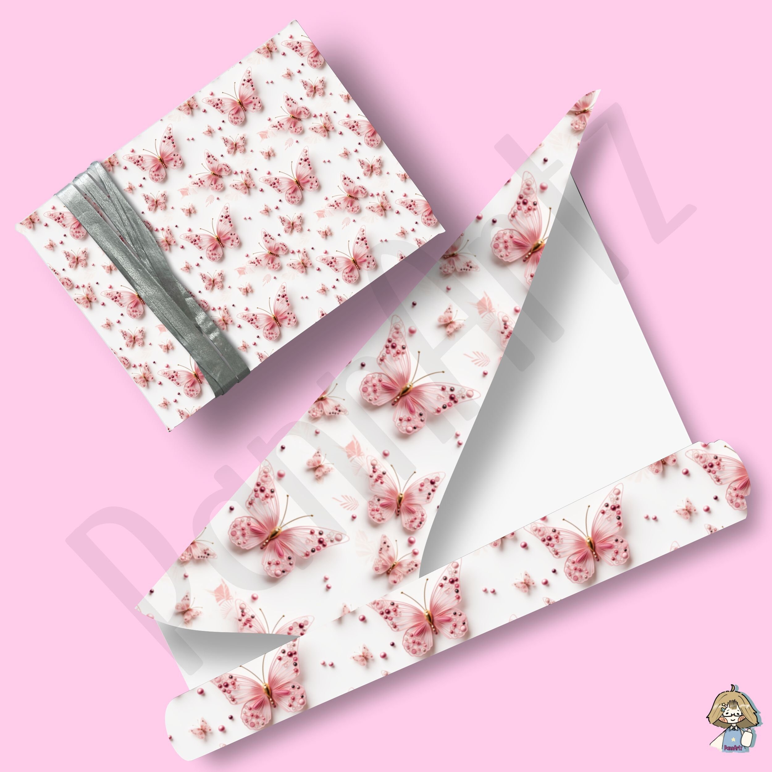 Pink Butterfly Seamless Pattern, Digital Paper Pack, 3D Paper Wrap ...