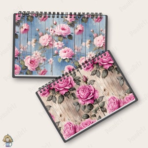 Antique Wood Pink Rose Seamless, Rose Background, Digital Paper Pack ...