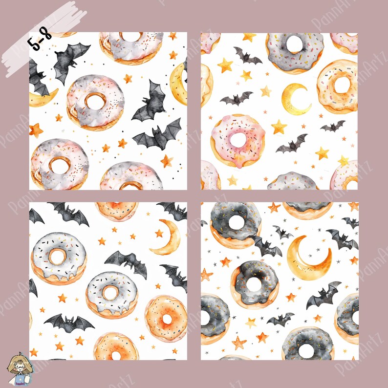 Cute Devil Donut Seamless Pattern, Donut Digital Download, Commercial ...