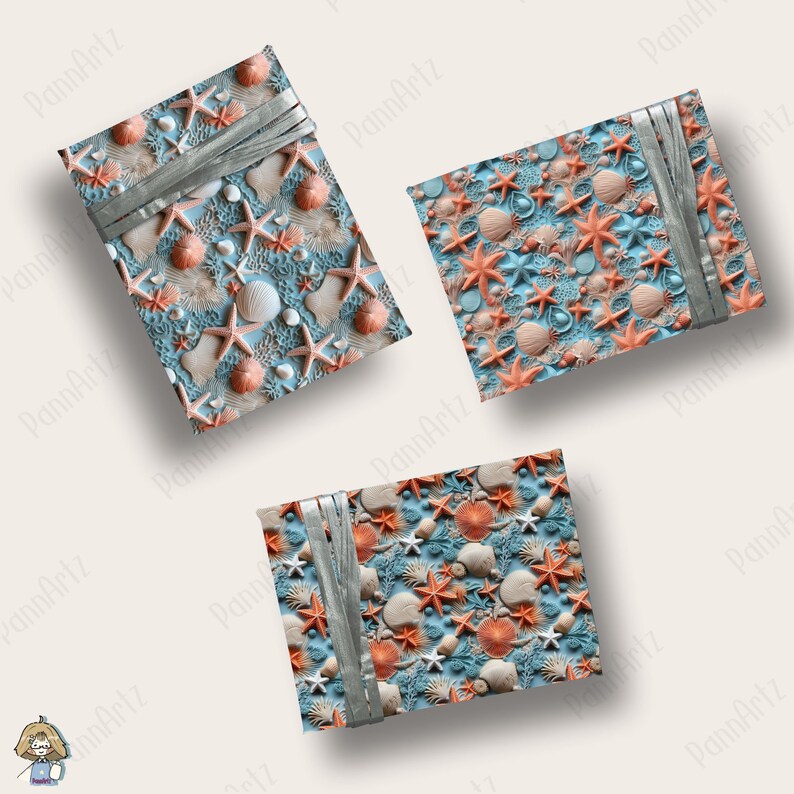 Starfish and Shell Seamless Pattern, Digital Paper, Commercial Use ...