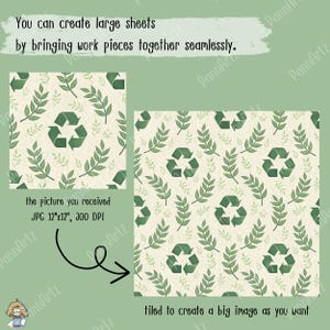 Eco Friendly Seamless Pattern Bundle With Recycle Signs, Green Leaves ...