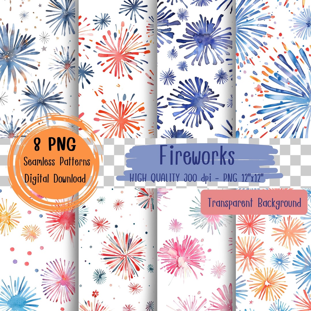Fireworks Transparent Background, Seamless Pattern, Commercial Use ...