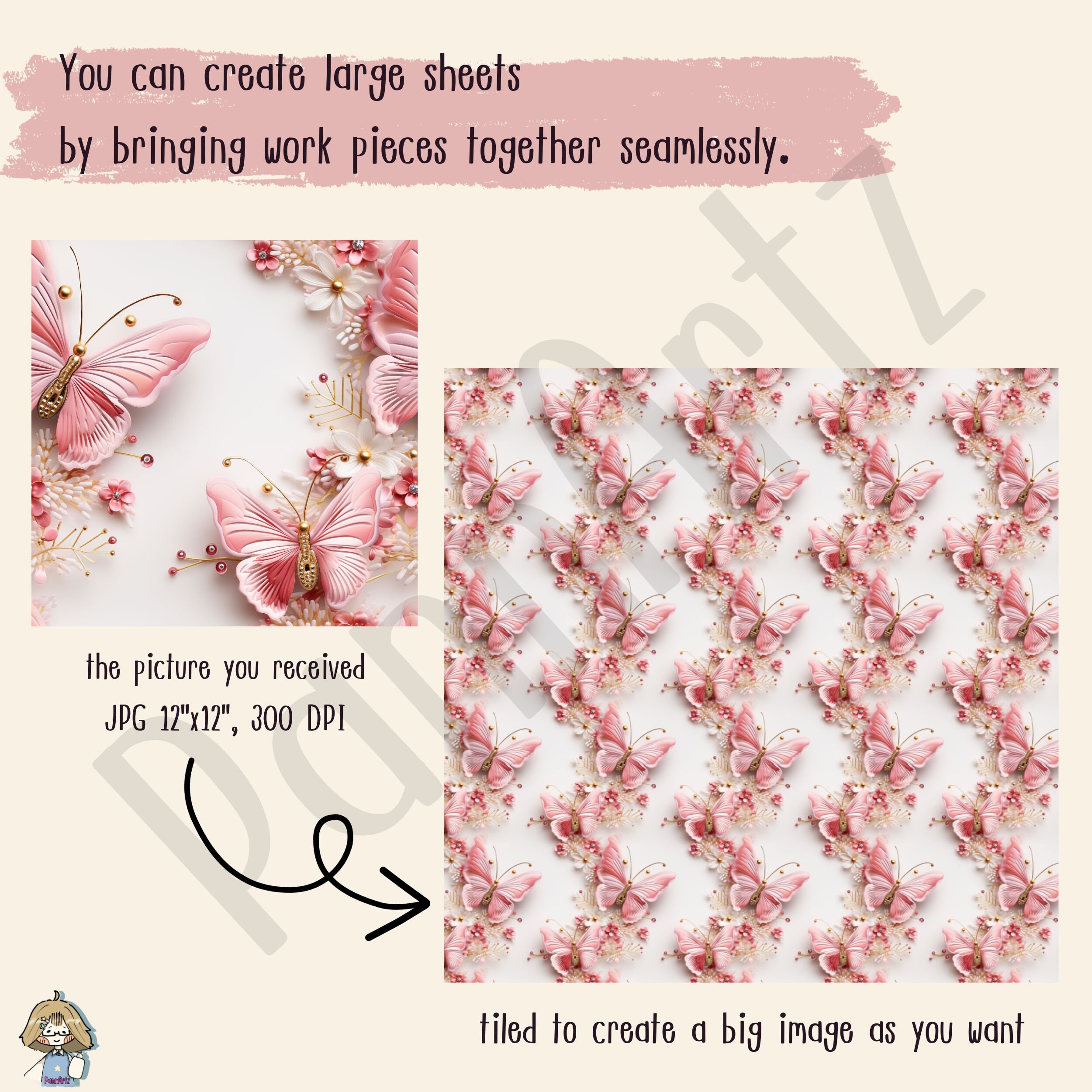 Pink Butterfly Seamless Pattern, Digital Paper Pack, 3D Paper Wrap ...