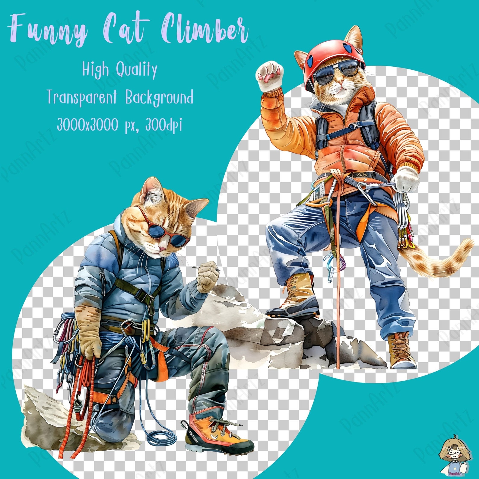 Cat Climber Clipart, Transparent PNG, Printable Sticker, Commercial Use ...
