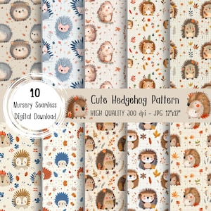 Cute Hedgehog Seamless Pattern, Digital Paper, Commercial Use ...